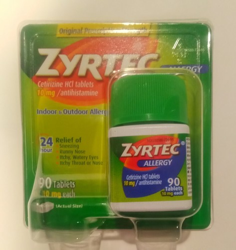 New Zyrtec Allergy 24 Hour 10 MG 90 Tablets, LOT OF 40, Expiration ...