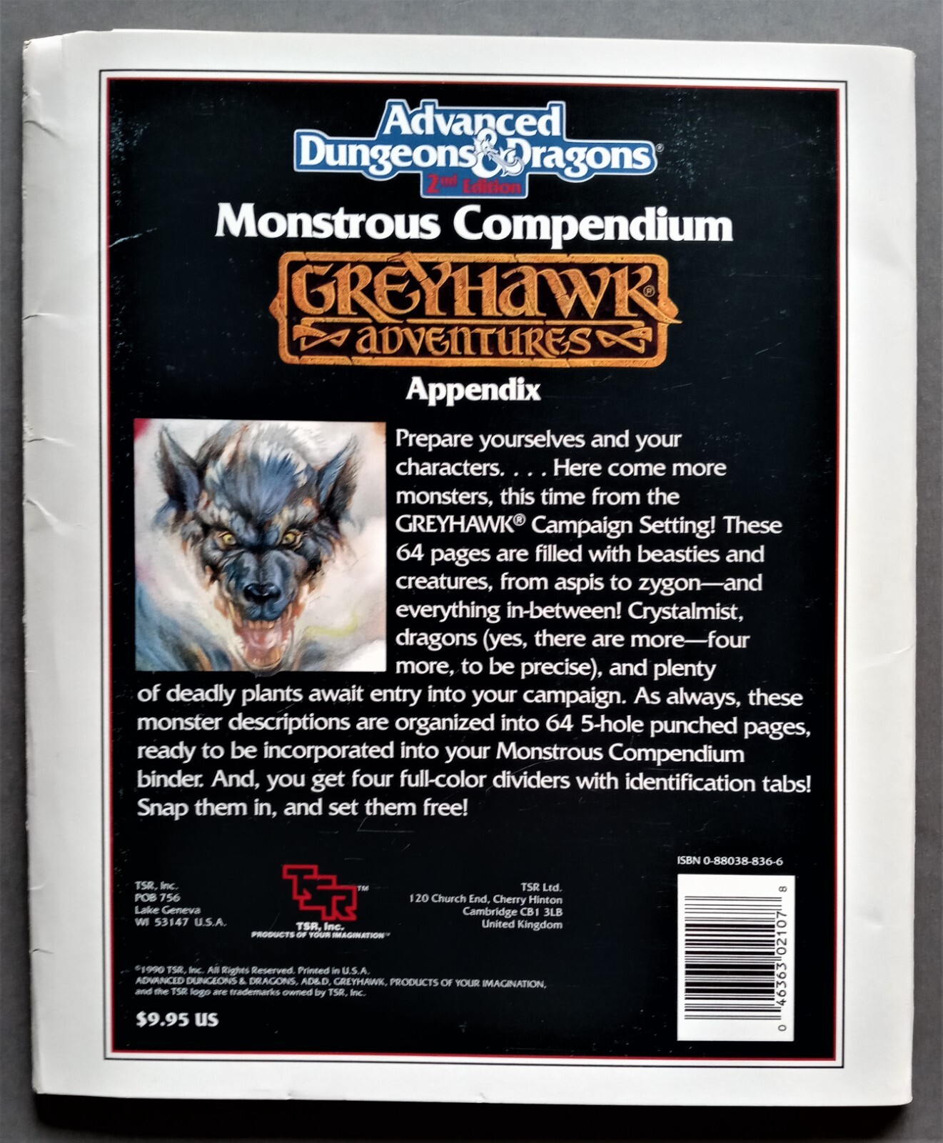 Monstrous Compendium Greyhawk Adventures Appendix FOLIO AD&D 2nd Ed ...