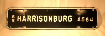 1966 HARRISONBURG Virginia Town Topper 4584 City Tag License Plate JMU ...
