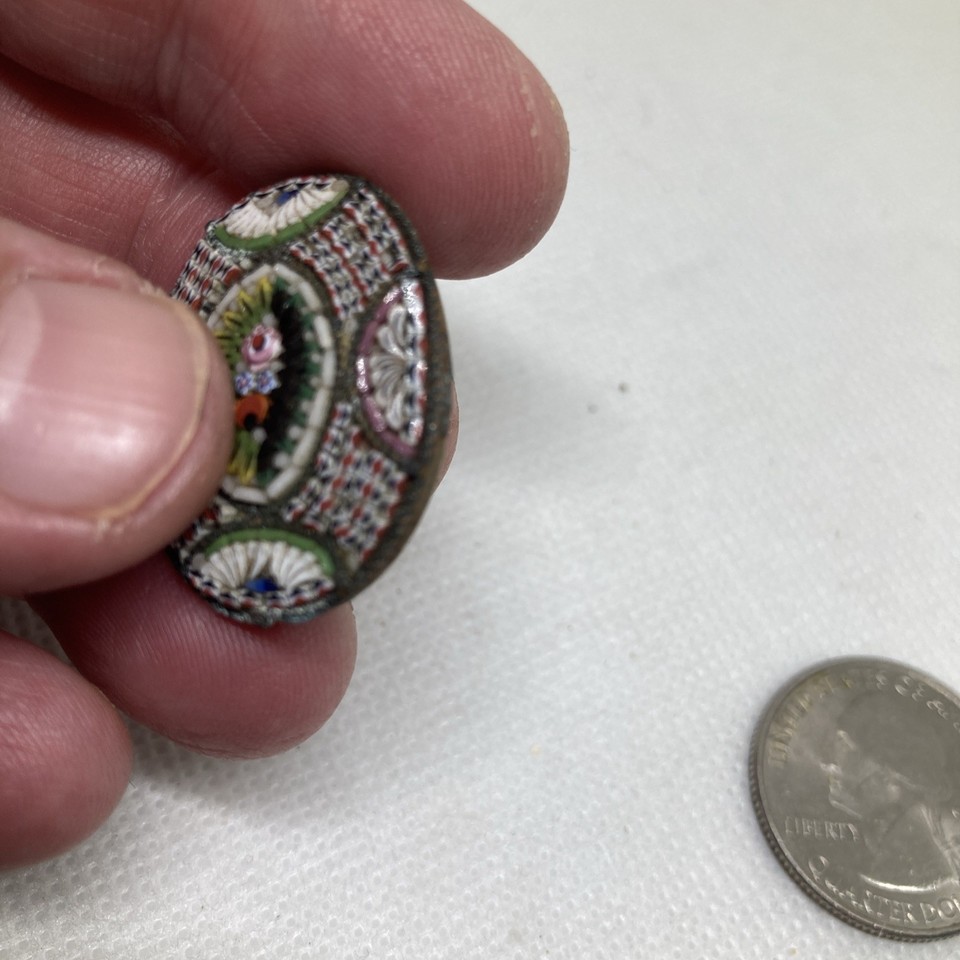 Beautiful Colorful Millifiori Mosaic Glass Brooch Pin, Broken Pin Latch ...