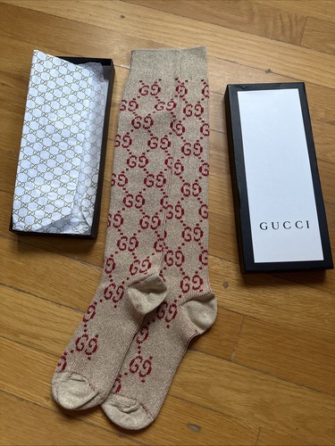 Gucci Gold/Red Glitter Long Socks NIB | eBay