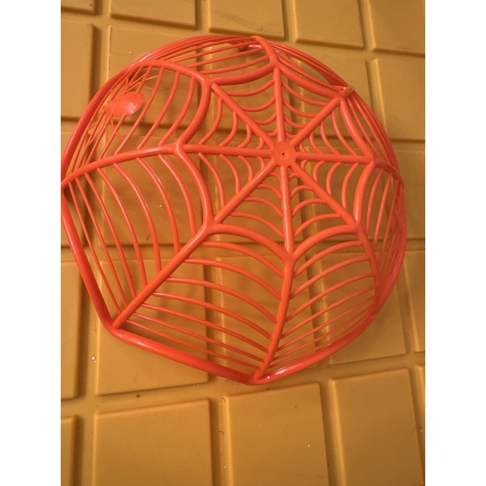 Orange Halloween Spider Web Basket Plastic Spooky Decor Candy | eBay