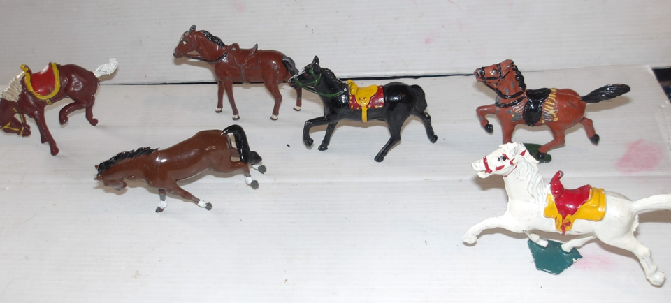 VINTAGE HOLLOW CAST OWBOY FIGURES 14 RIDERS 14 HORSES SEE PHOTOS ...
