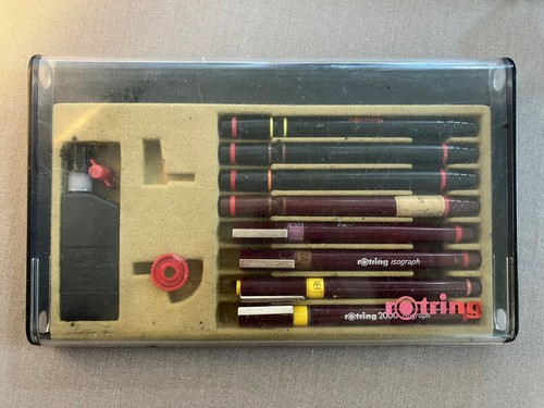 Vintage Rotring 8x PEN Box Set - all Pens with Nibs - Various sizes ...