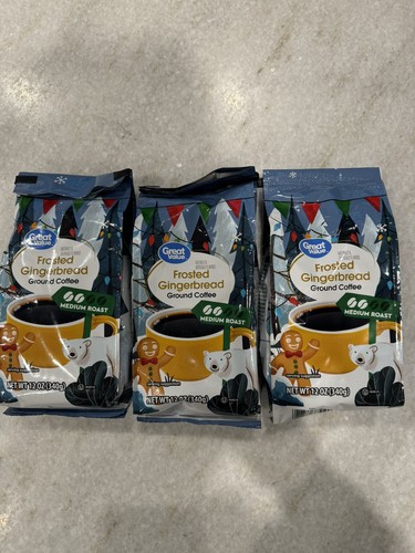 3X Great Value Holiday Frosted Gingerbread Ground Coffee,12 oz Each BB ...