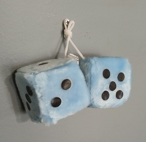 Pair 3” Light Blue Mirror Fuzzy Dice | eBay
