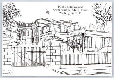 Washington DC Public Entrance White House Southside Vintage Postcard ...