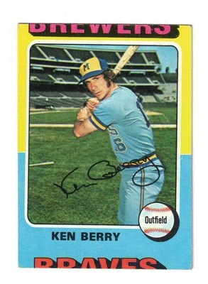1975 Topps Baseball KEN BERRY #432 MILWAUKEE BREWERS very miscut with ...