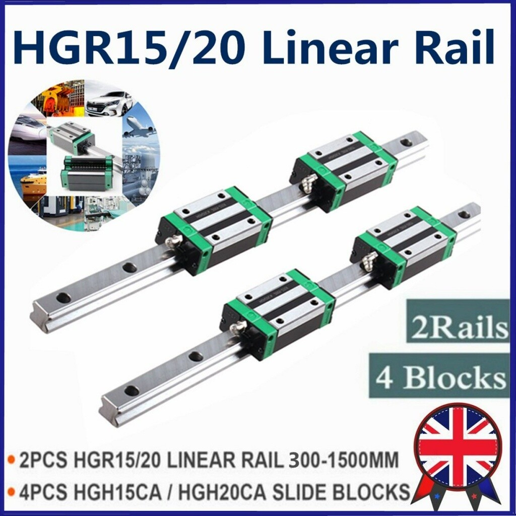 HGR15 HGR20 HGR25 2PCS Linear Rail Guide + 4PCS HGH15CA HGH20CA Block ...