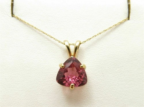 New 2Ct Trillion Lab Created Pink Ruby Pendant 14K Yellow Gold Plated Free Chain | eBay