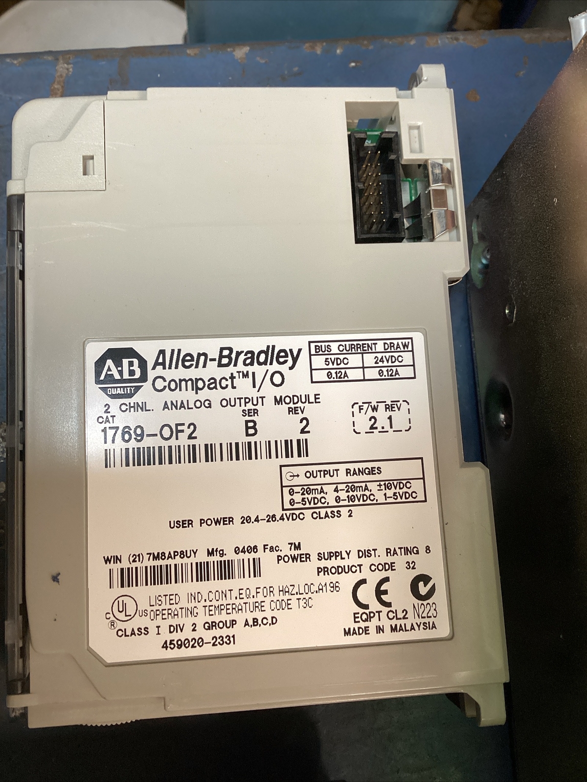 Allen Bradley 1769-OF2 SER. B, REV. 1/Compact I/O 2 Channel Analog ...