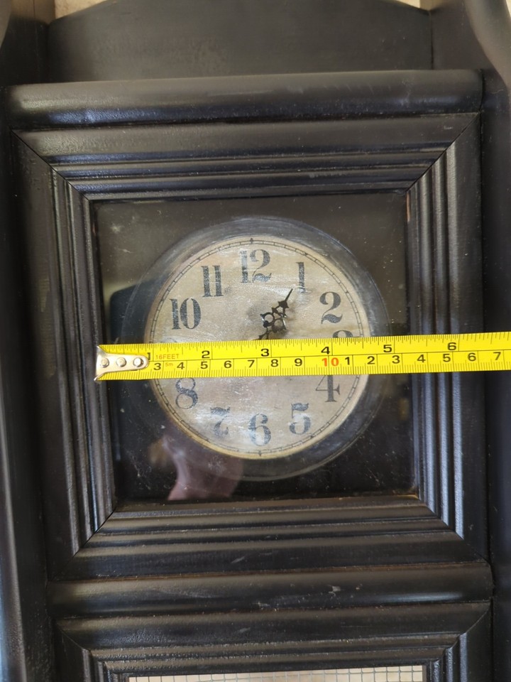 Vtg Primitive Wood Wall Clock Folk Art Hand Made 31.5x9.75x4.5" Black ...