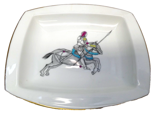 VINTAGE MINTON BONE CHINA HORSE JOUSTING PORCELAIN HAND PAINTED PIN ...