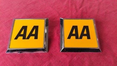 Pair of Vintage Square AA Car Badges 1970's Automobile Association ...