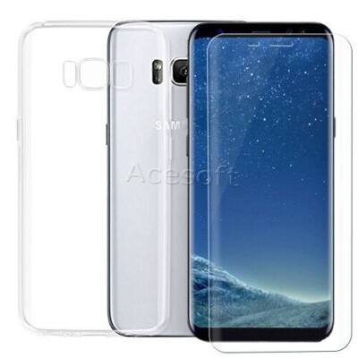 Tempered Glass Screen Protector Crystal Case for Samsung Galaxy S8 Plus ...