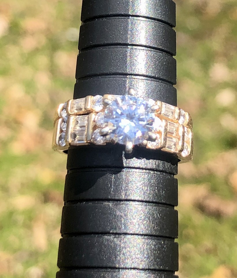 Diamonique Engagement Ring 14k Gold QVC Engagement Ring Only | eBay