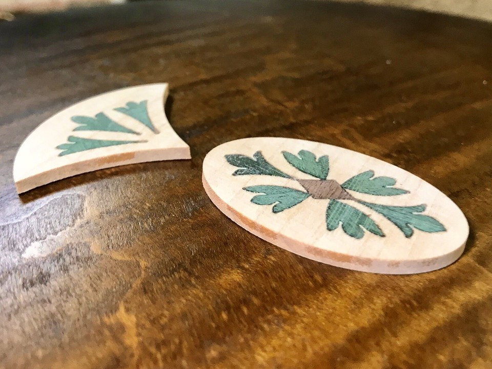 Pre war Banjo Style 5 wooden marquetry inlay back of headstock Set USA ...