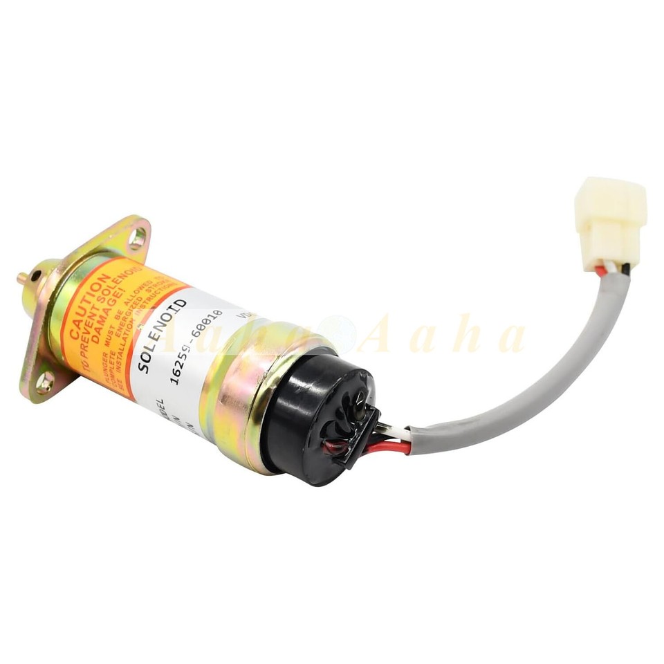 12V Fuel Stop Solenoid 16259-60010 for Kubota D1105 V1505 Hitachi ...