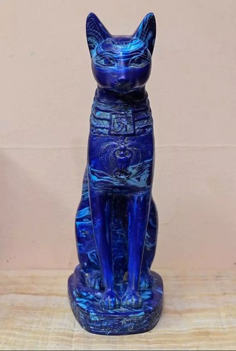 Egyptian statue of Egyptian goddess Bastet cat with scarab stone RARE ...