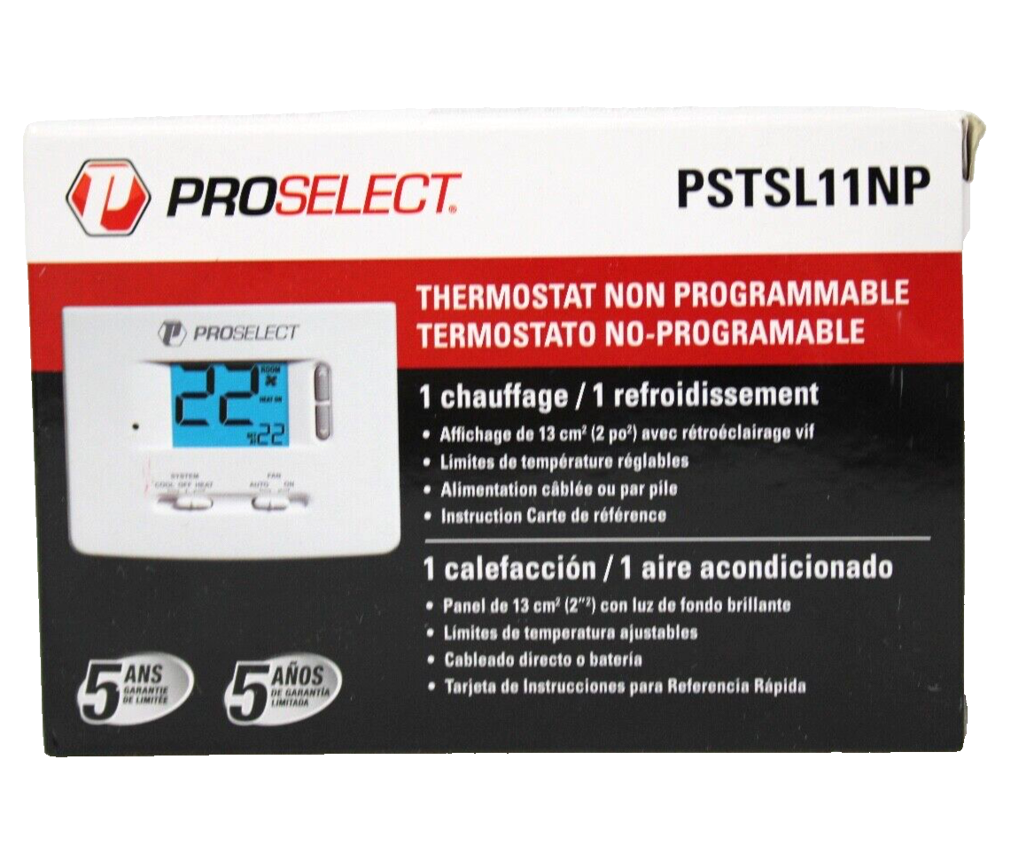 ProSelect 1h/1c Stage Non Programmable Thermostat - PSTSL11NP for sale ...
