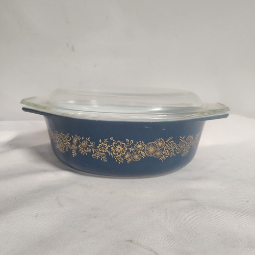 vintage Pyrex Golden Bouquet 1-1/2 quart oval casserole dish with a ...