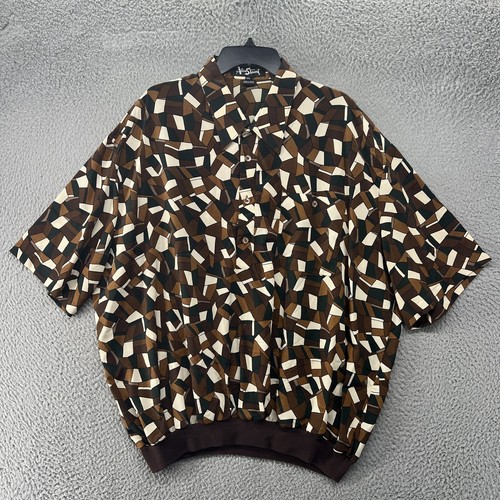 Alan Stuart Shirt Mens 2XL Geometric Print Short Sleeve Retro Pullover ...