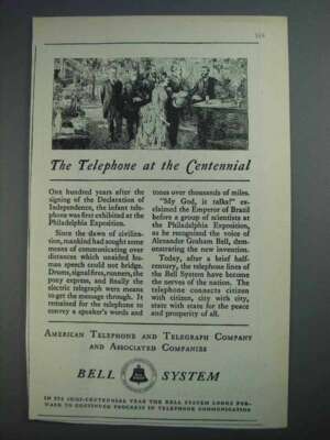 1926 Bell Telephone Ad - Telephone at the Centennial | eBay