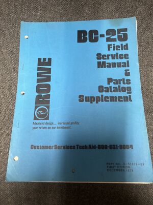 Rowe BC-25 Change Machine FIELD SERVICE & PARTS CATALOG Manual ...