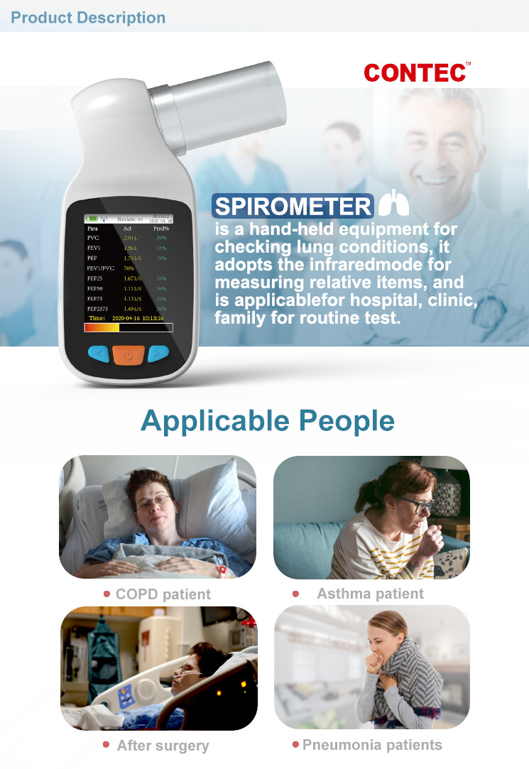 SP70B Digital Spirometer Pulmonary Function Lung Volume Device ...