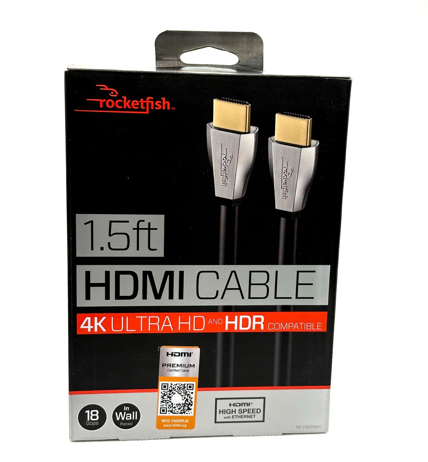 Rocketfish 1.5ft HDMI Cable 4k Ultra HD and HDR Compatible 18Gbps RF ...