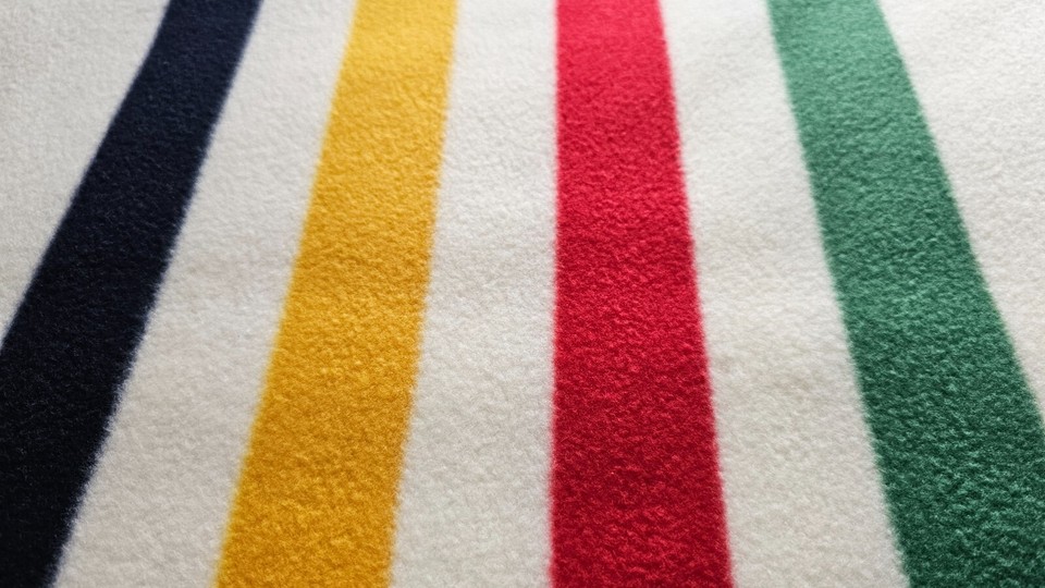 Pre-owned Hudson's Bay HBC Stripes Multistripe Polar Fleece Throw 50"W ...