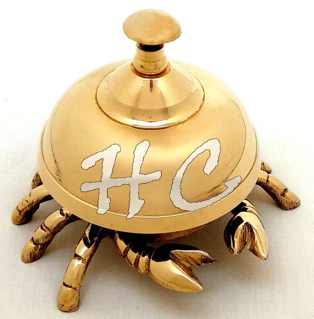 Vintage Antique Brass Crab Bell Hotel Counter Reception Bell Teacher ...