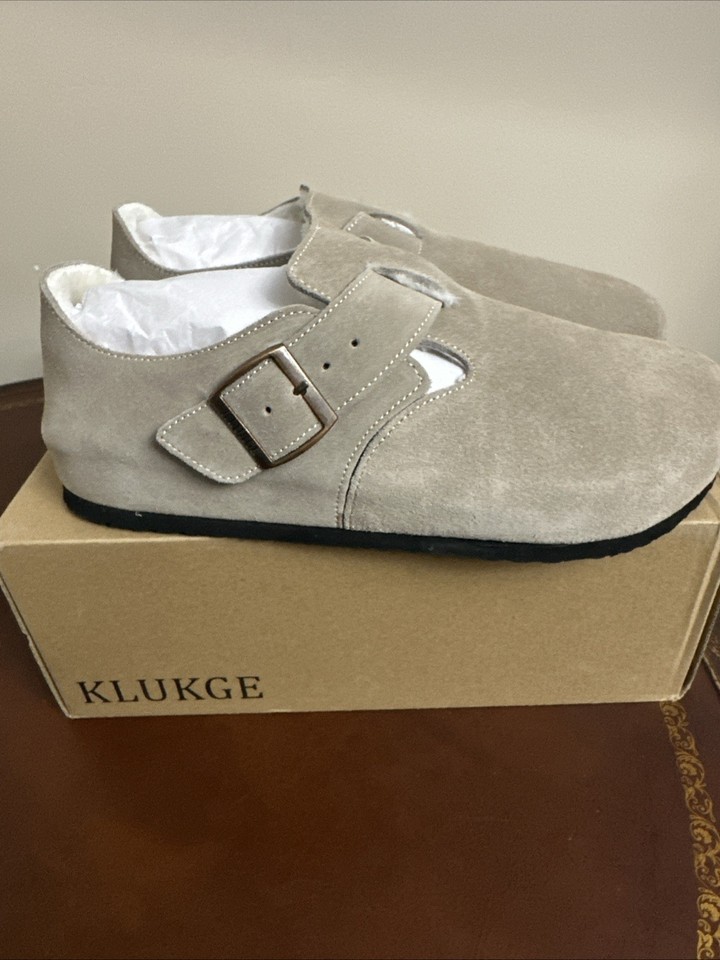 Klukge Fuzzy Boston Clogs for Men Suede Soft Leather Clogs U.S Size 11 ...