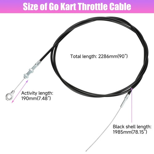Universal Go Kart Throttle Cable Kit 90" Long with 82" Casing 8173 for ...
