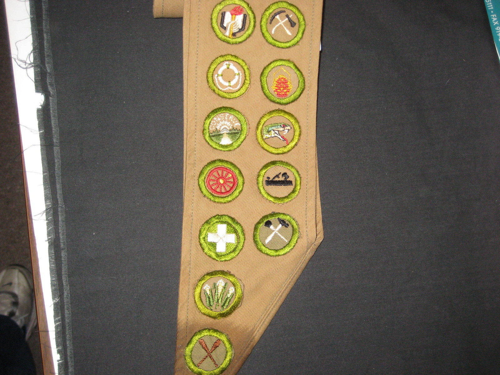 Boy Scout Tan Wide Sash--36 tan Crimped Merit Badges s14 | eBay