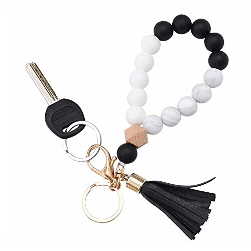 Silicone Key Ring Bracelet Wristlet Keychain Unique Beaded Bangle Key ...