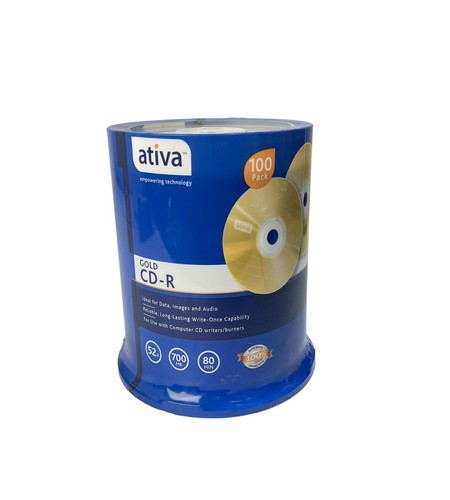 Ativa Gold CD-R Spindle 100 Pack 52 x / 700 ms / 80 Min / Data Images ...