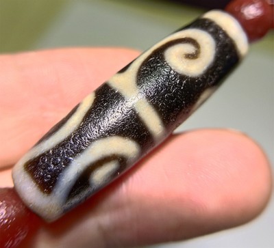 tibetan ancient ruyi six eyes dzi bead old amulet real tibet 6 eyed gzi ...