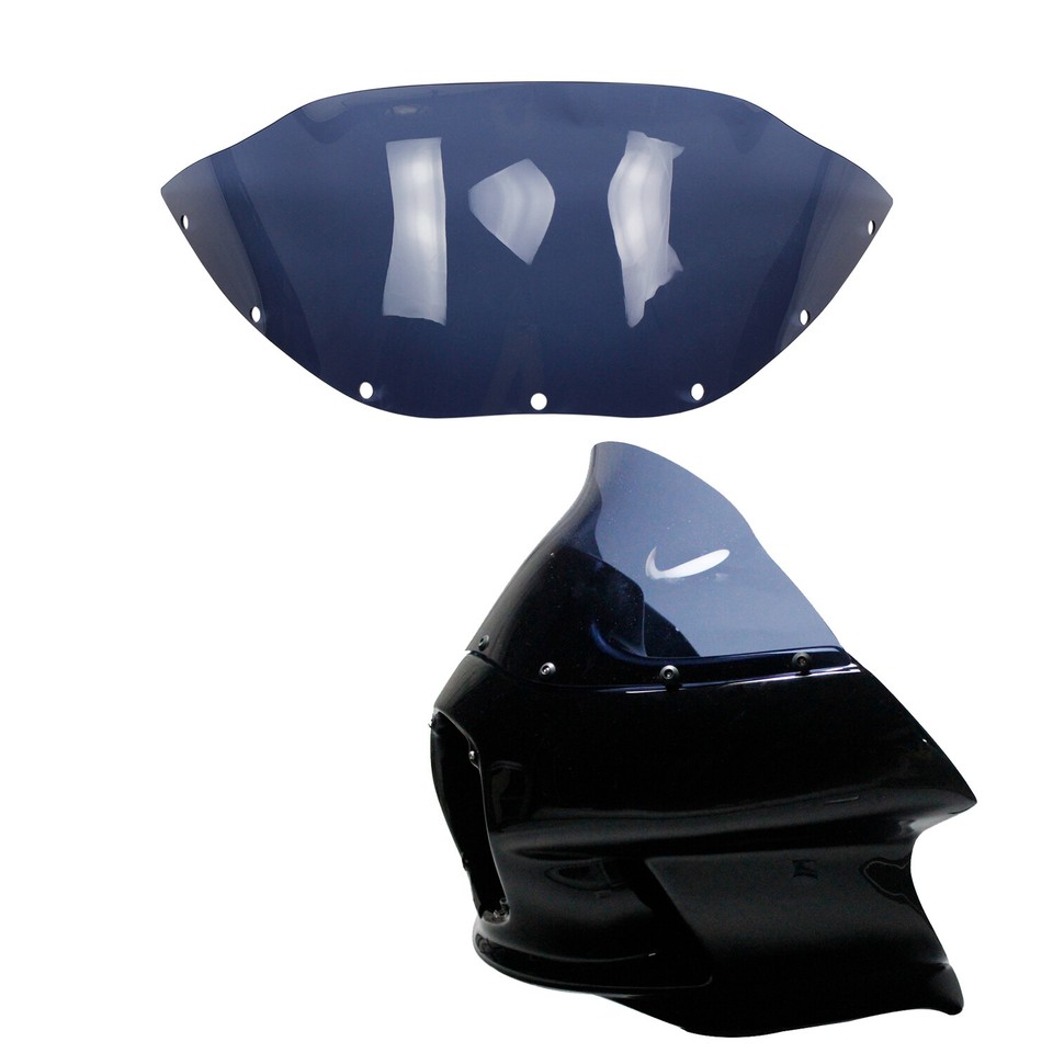 8.0" Black Blue FXRT Fairing Windshield for Harley Dyna Street Fat Bob ...