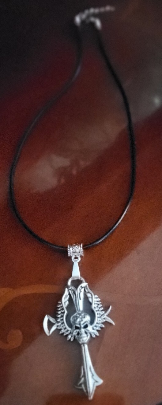 Skull Cross Necklace Viking Biker Emo Halloween 🎃 Stainless Steel Skull ...