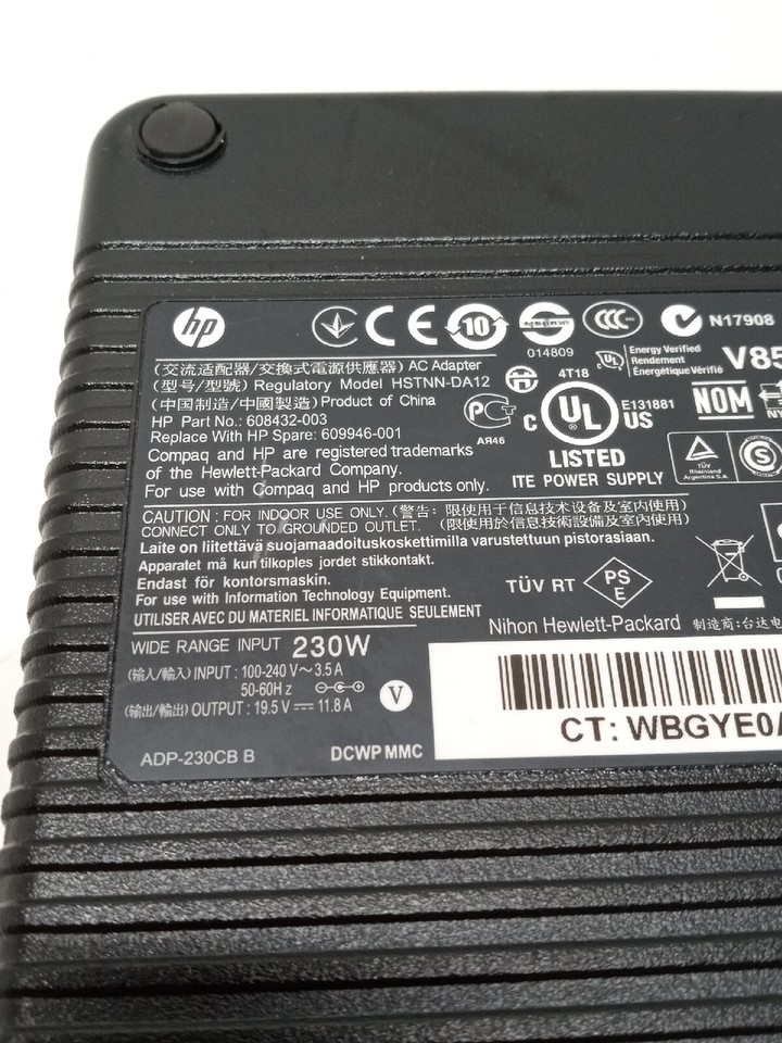 HP 230W AC ADAPTER HSTNN-DA12 19.5V 11.8A Power Supply 608432-003 | eBay