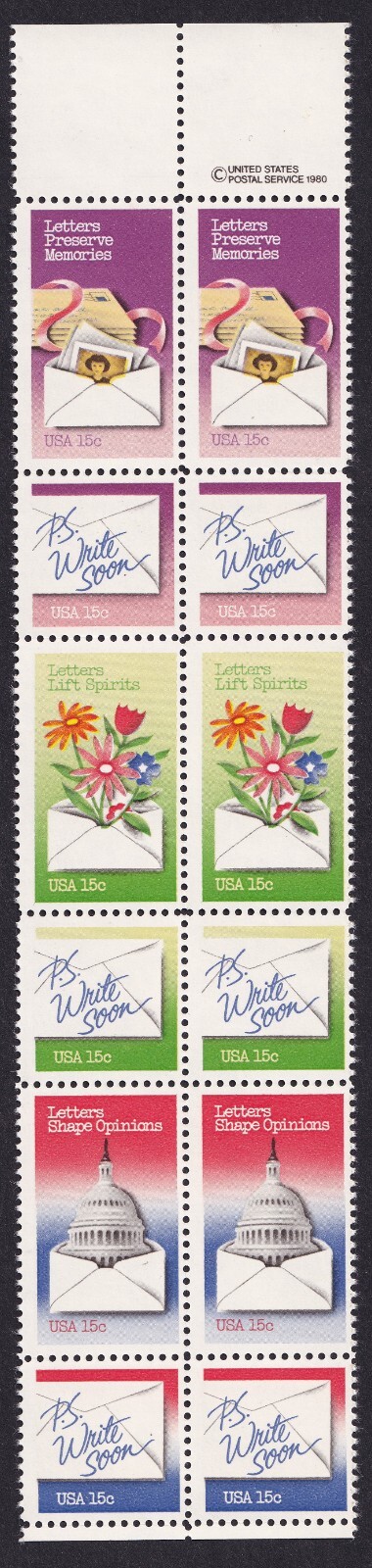 Scott #1810a (1805-10) Letter Writing Block (Strip) of 12 Stamps - MNH ...