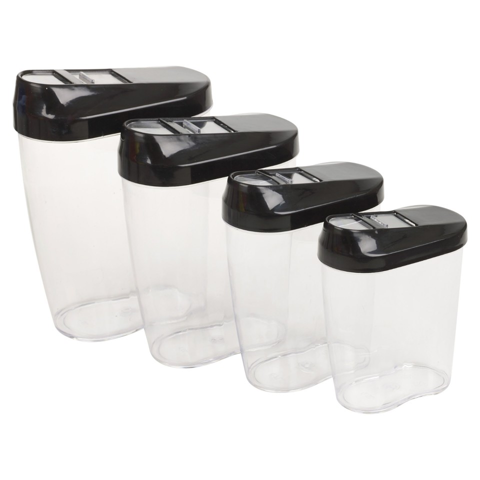 4pc Stacking Nested Food Storage Dispenser + Slide Lid Easy Pour ...