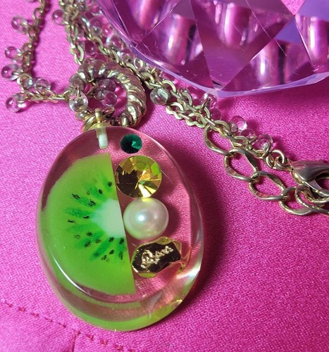 Qpot Necklace Kiwi Jelly Pendant Rare Sweet Lolita Party Prom Costume ...