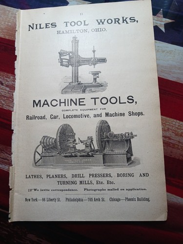 1889 Print Ad ~ NILES TOOL WORKS Hamilton Ohio Machines For Railroad ...