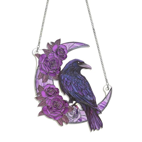 Black Raven Acrylic Window Hangings, Crow Sun Catcher, Black Crow Art ...