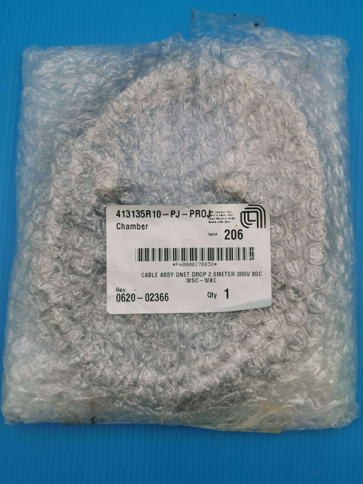 Applied Materials 0620-02366 CABLE ASSY DNET DROP 2.0M 300V 80C WSC-WKC ...