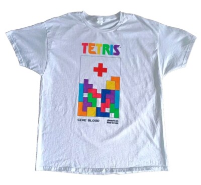 Tetris Red Cross T-shirt Men's Medium White Short Sleeve | eBay