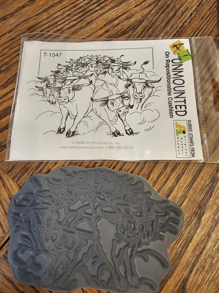 Art Impressions Golden Oldies STAMPEDE BULLS Stamp T-1547 | eBay