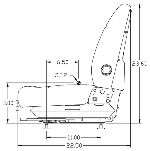 Milsco Black Vinyl V5300 Seat and Suspension with 11.25" x 11" Mounting ...